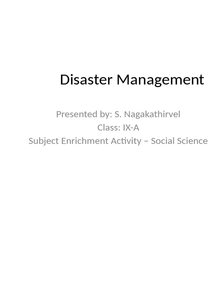 Overview of Disaster Management Class 9 | PDF | Natural Disasters | Hazards
