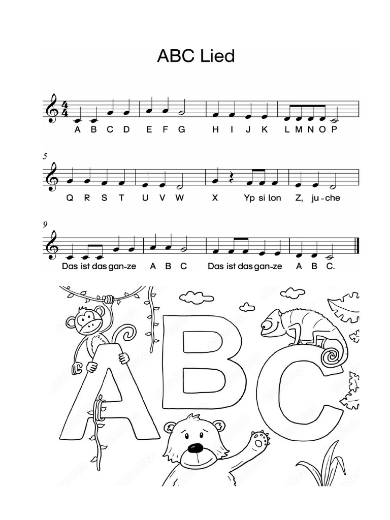 Wunderschc383c2b6ne Abc Lied Text Pdf Bild