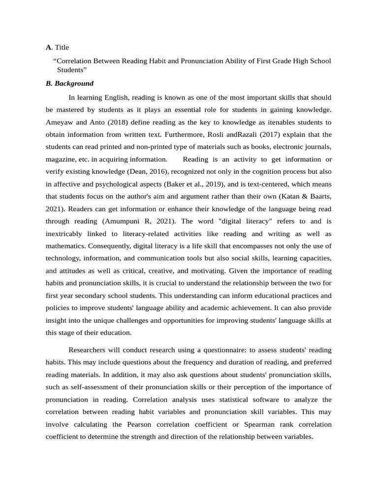 Reading Habits and Pronunciation Skills | PDF | Knowledge | Literacy