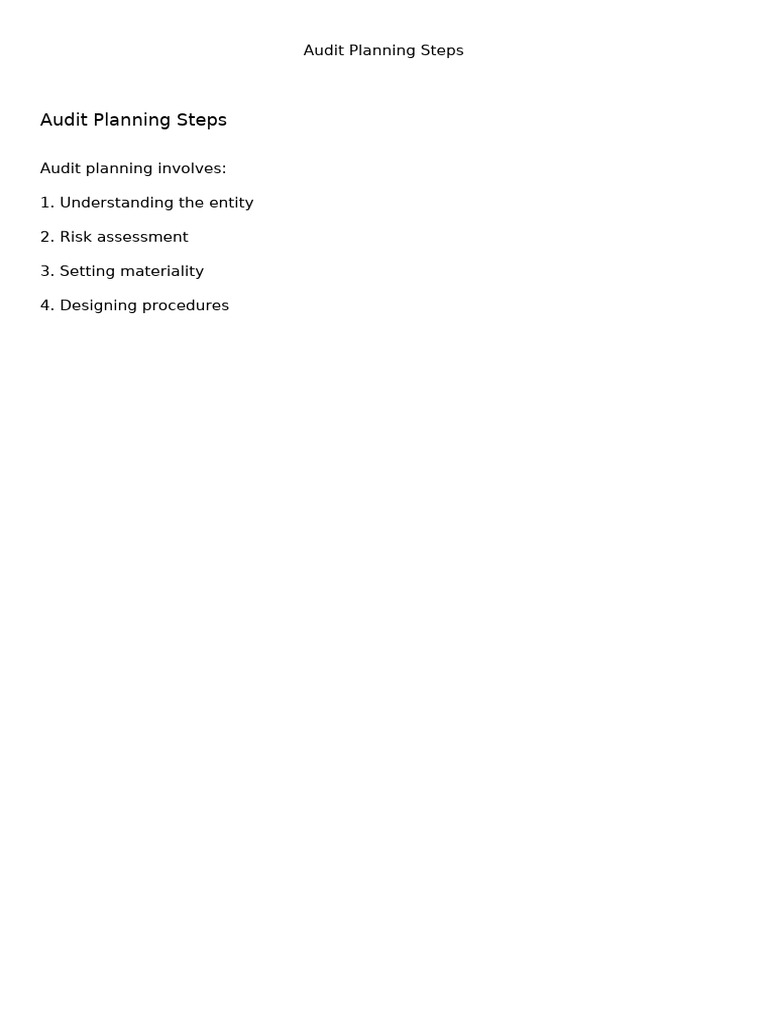 Audit Planning Steps | PDF