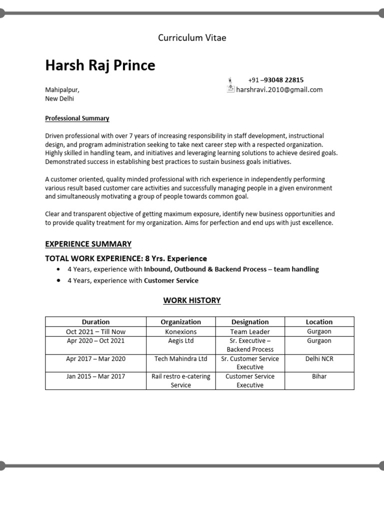 Resume - Harsh Raj Prince PDF | PDF | Business