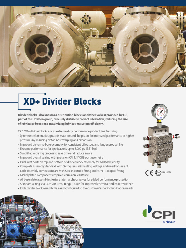 XD+ Divider Blocks for Lubrication Systems | PDF | Valve | Piston