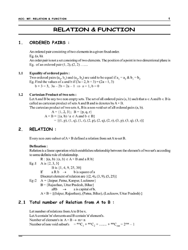 Relation and Function | PDF