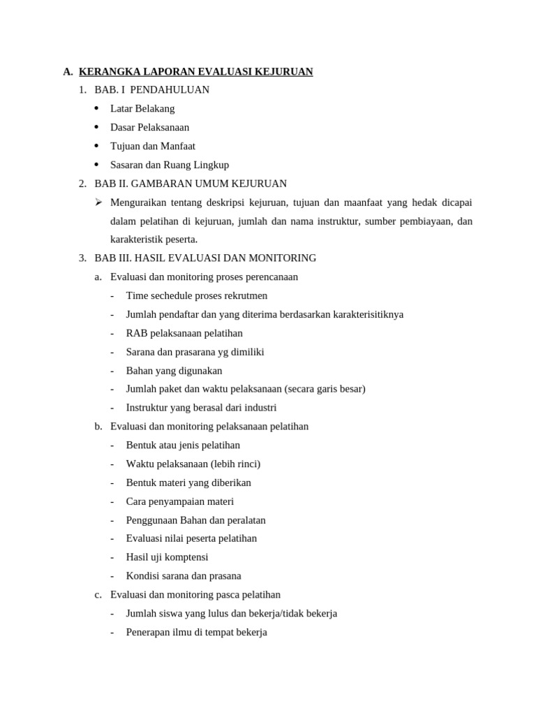 Kerangka Laporan Evaluasi | PDF
