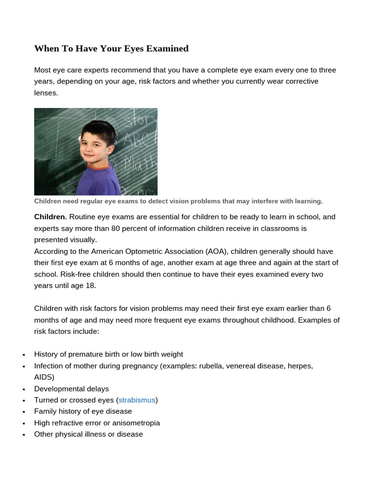 When To Have Your Eyes Examined | PDF | Optometry | Clinical Medicine