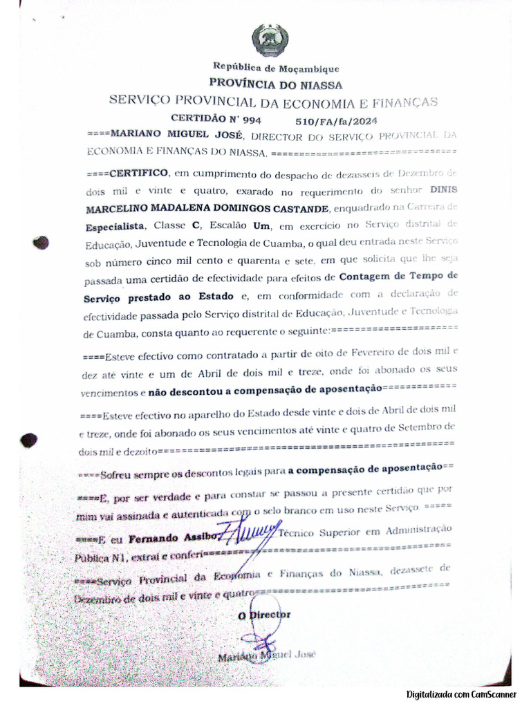 Certidão de Efectividade | PDF