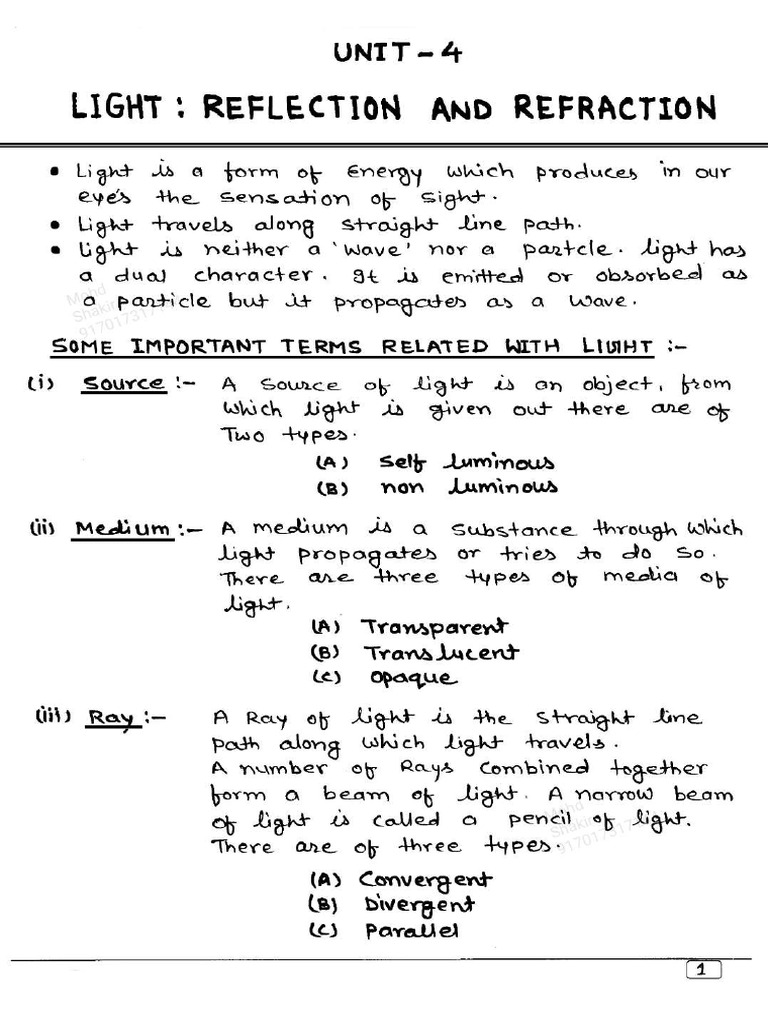 Light-Reflection and Refraction | PDF
