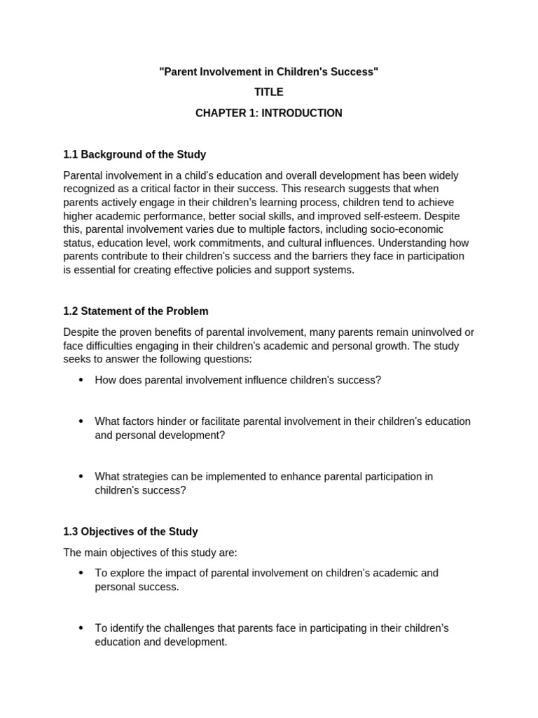 Parental Involvement and Child Success | PDF | Focus Group ...