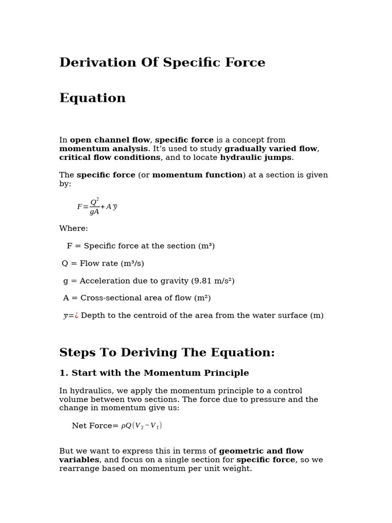 Derivation of Specific Force Equation | PDF