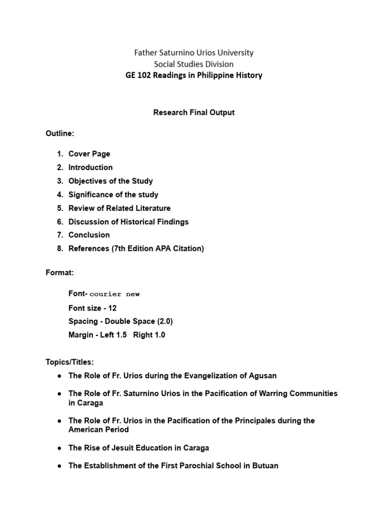 Readings PH Research Outline | PDF