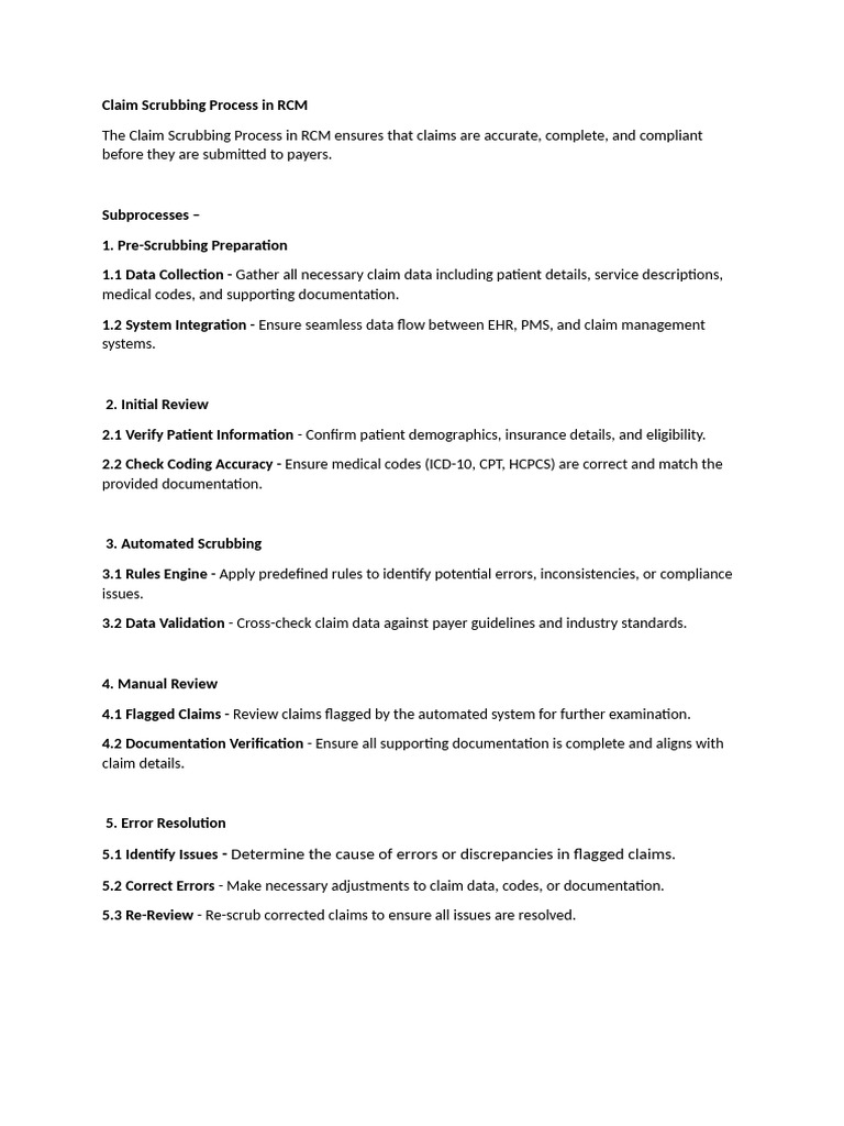 Claim Scrubbing Process Overview | PDF | Regulatory Compliance ...