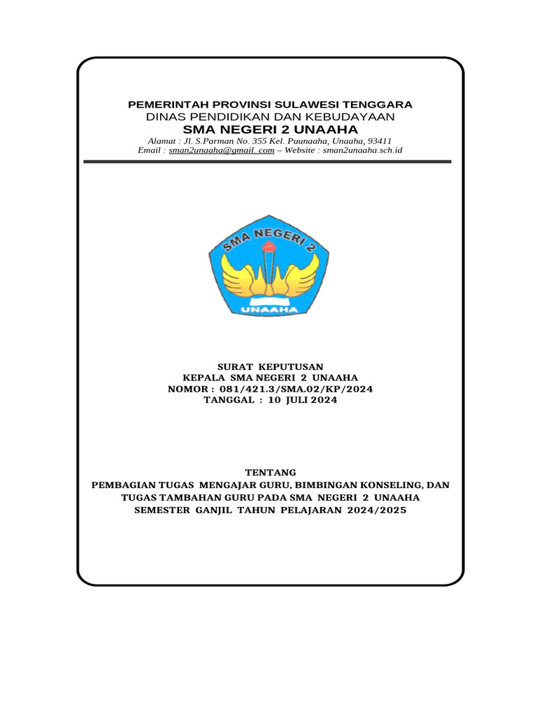 SK Pembagian Tugas Ganjil 2024-2025 | PDF