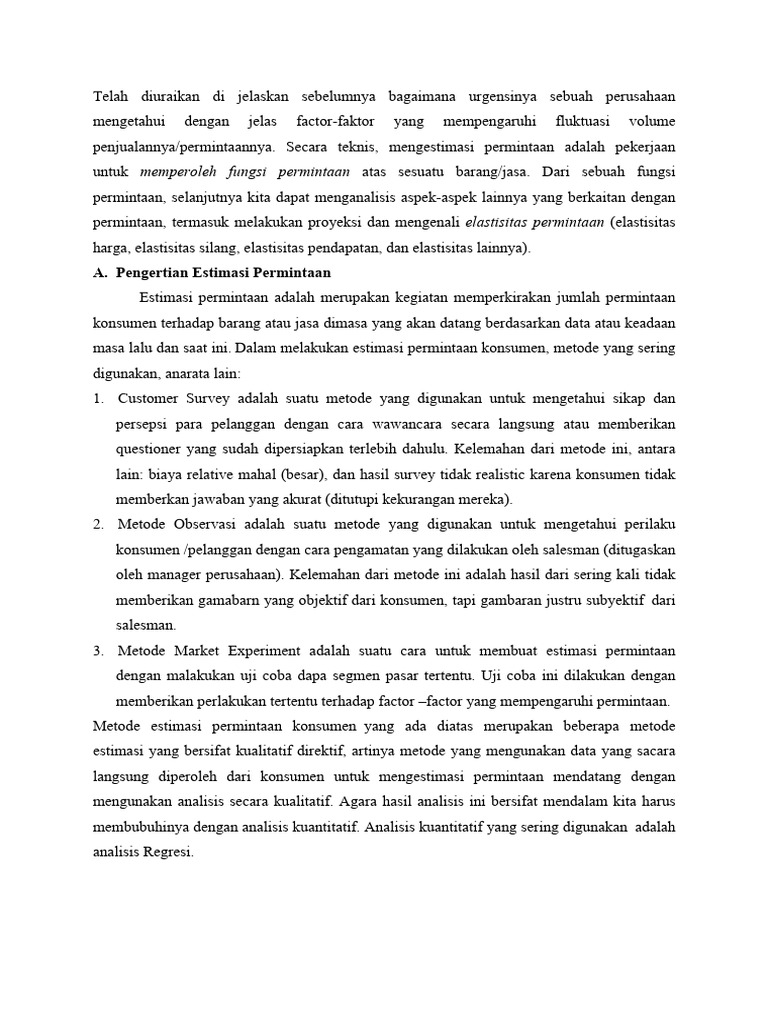 Estimasi Permintaan Dan Regresi Linier | PDF