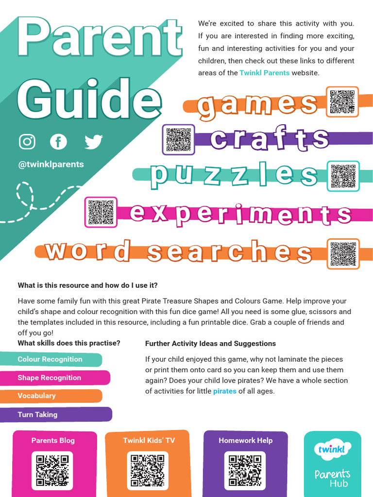 Pirate Treasure Shapes and Colours Game | PDF