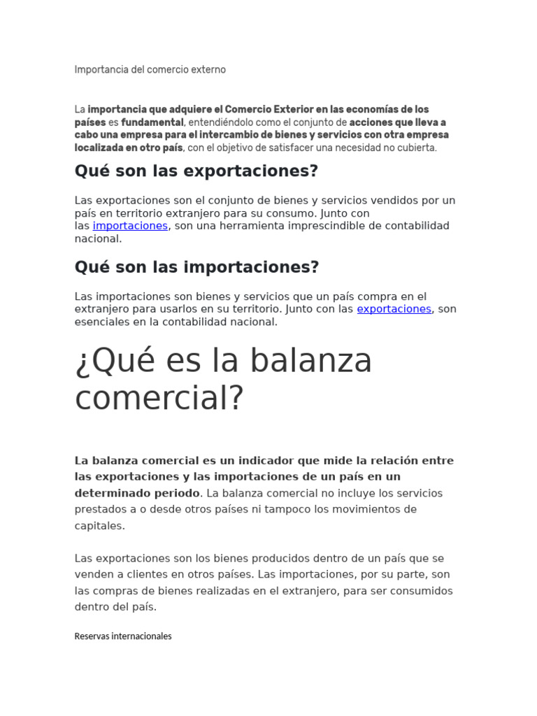 Importancia Del Comercio Externo | PDF