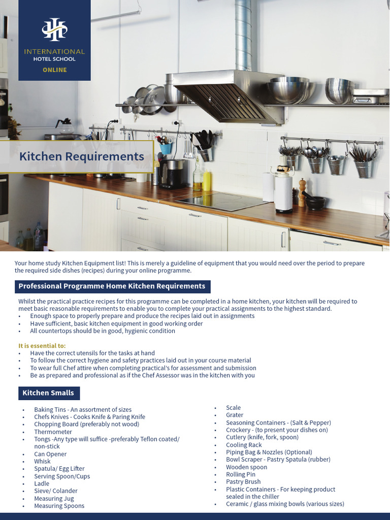 IHS QCTO Occupational Certificate Kitchen Requirements | PDF | Kitchen ...