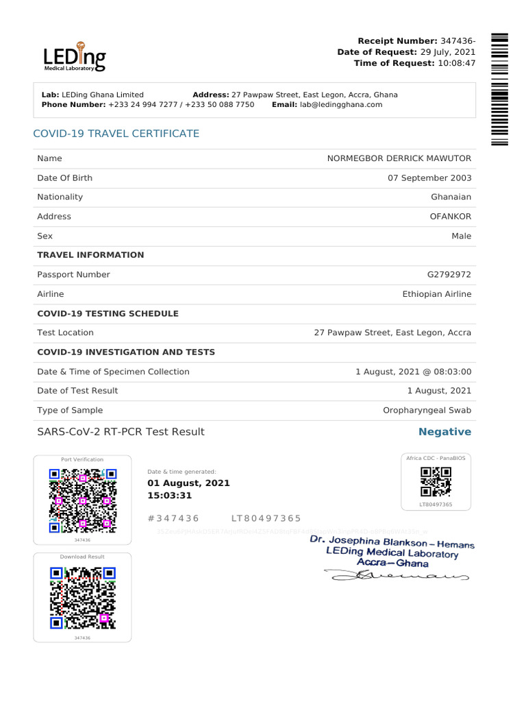 COVID 19 Testing Result | PDF