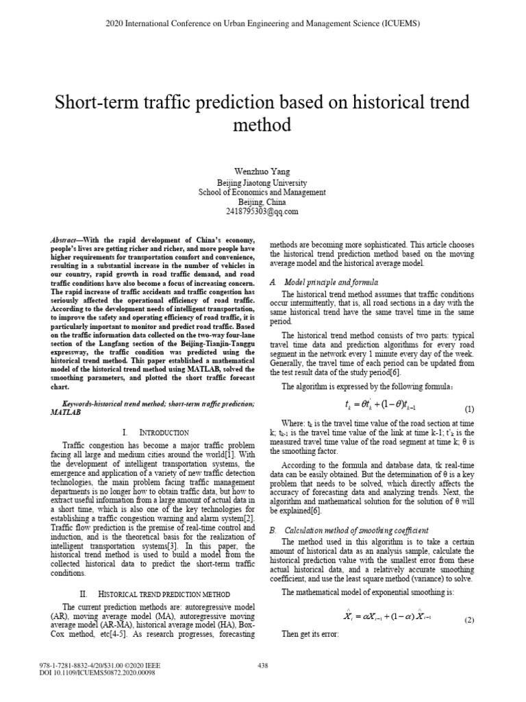 Short-Term Traffic Prediction Model | PDF | Traffic | Prediction