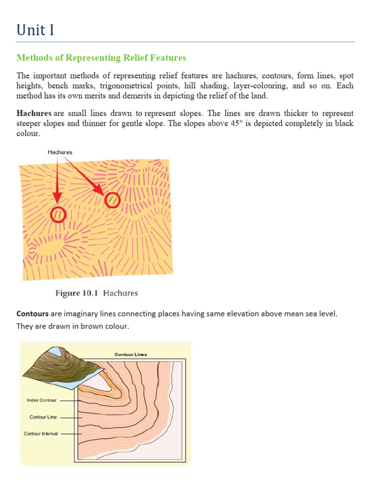 Hachures and Contours in Topography | PDF | Contour Line | Valley