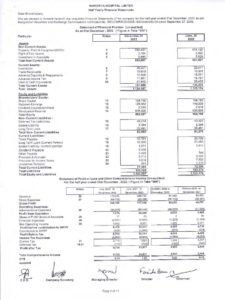 Half Yearly Financial Statement 2022 | PDF | Deferred Tax | Taxes