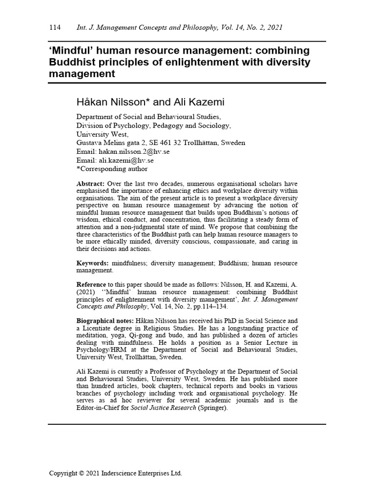 Mindful HR MMGT, Combining Buddhist Principles of Enlightenment W Diversity MMGT | PDF ...