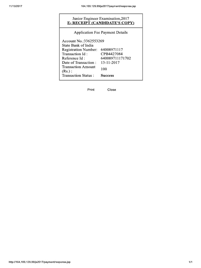 JSSC Payment Receipt | PDF