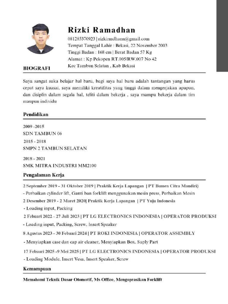 CV Rizki Ramadhan | PDF