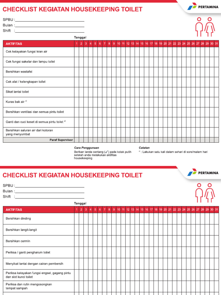 Checklist Housekeeping RMO SPBU | PDF