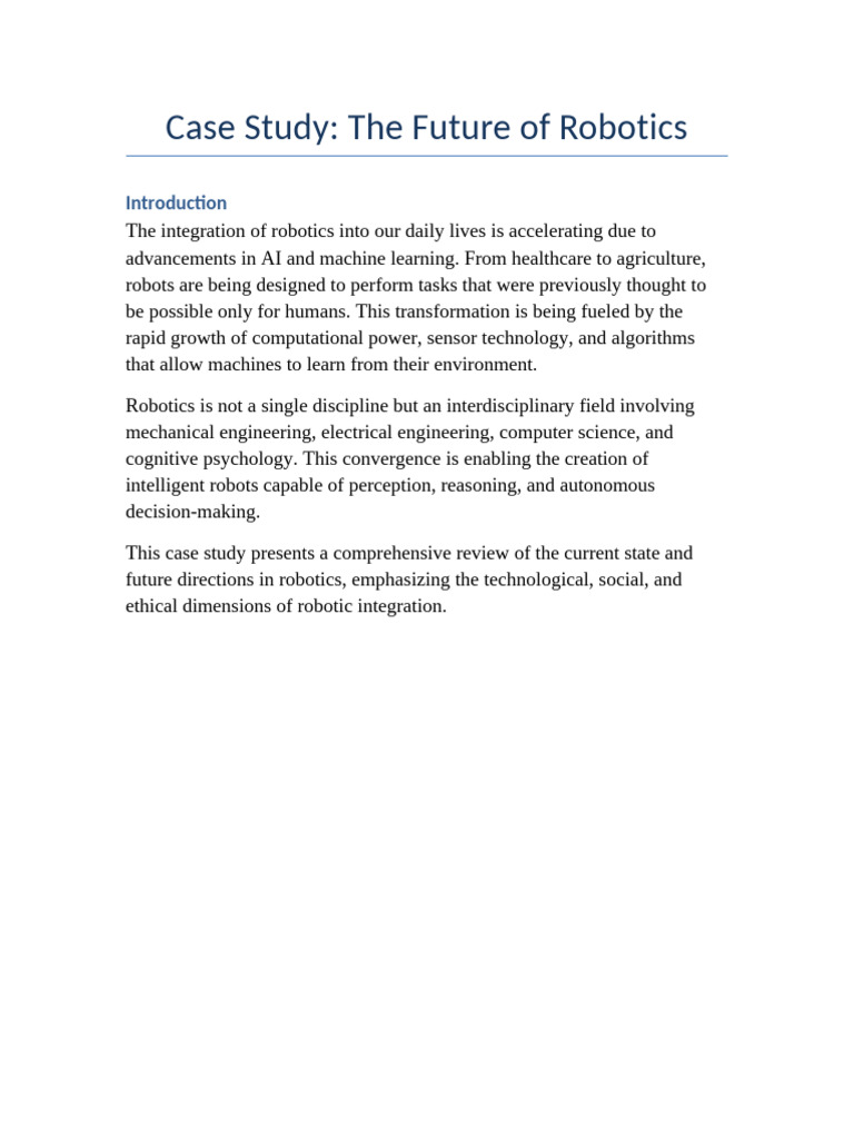 Future of Robotics Case Study Extended | PDF | Robotics | Robot