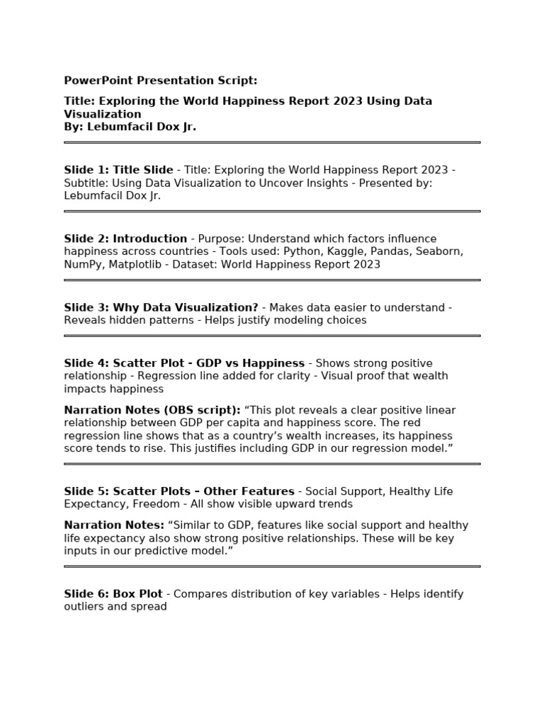 Happiness Visualization | PDF | Linear Regression | Dependent And Independent Variables