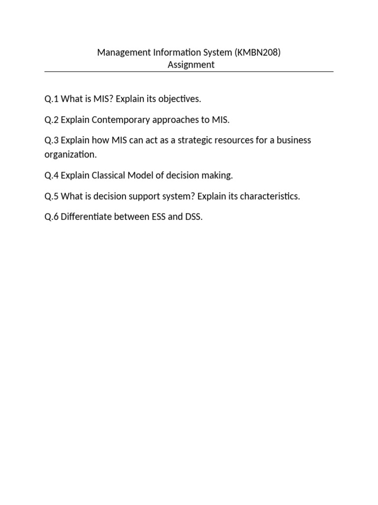 MIS Assignment | PDF