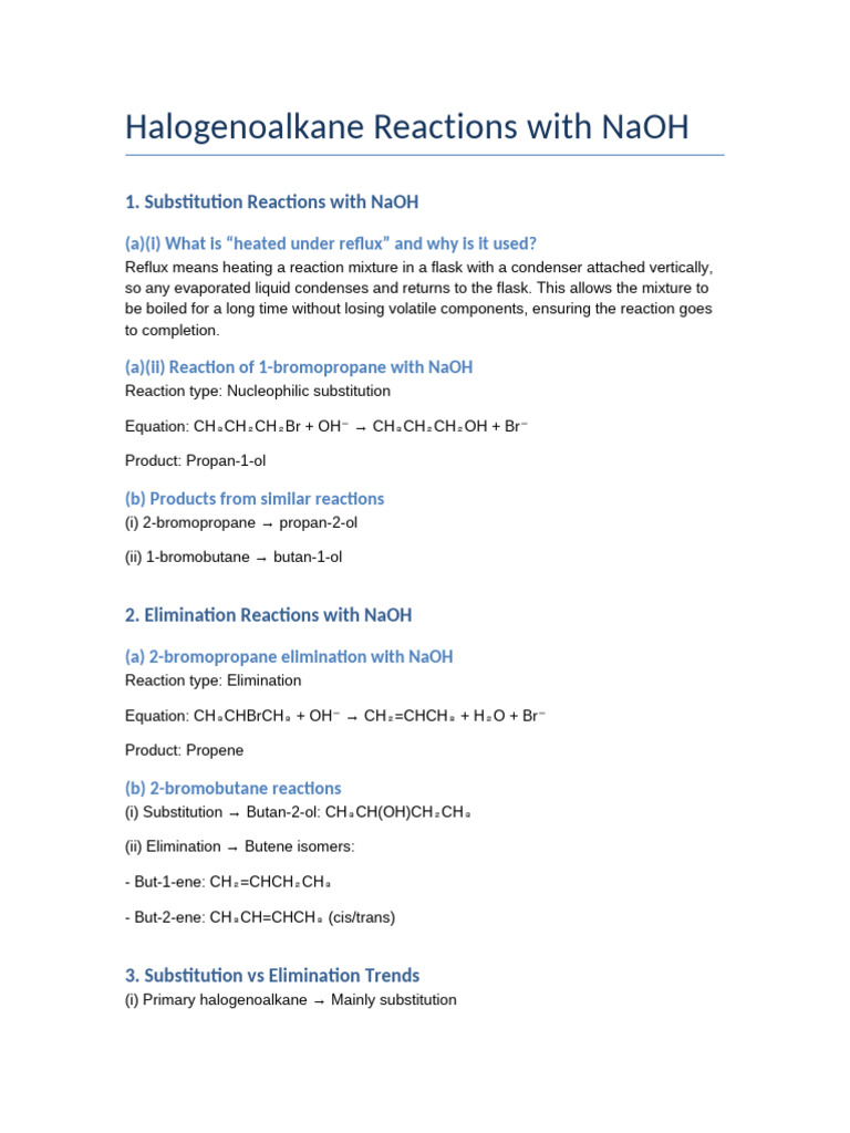 Halogenoalkane Reactions Overview | PDF