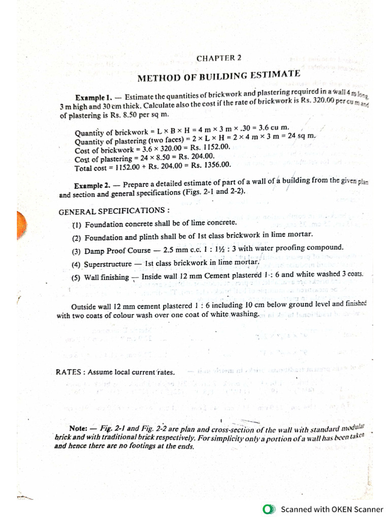 Chap - 2 Method of Building Estimation | PDF