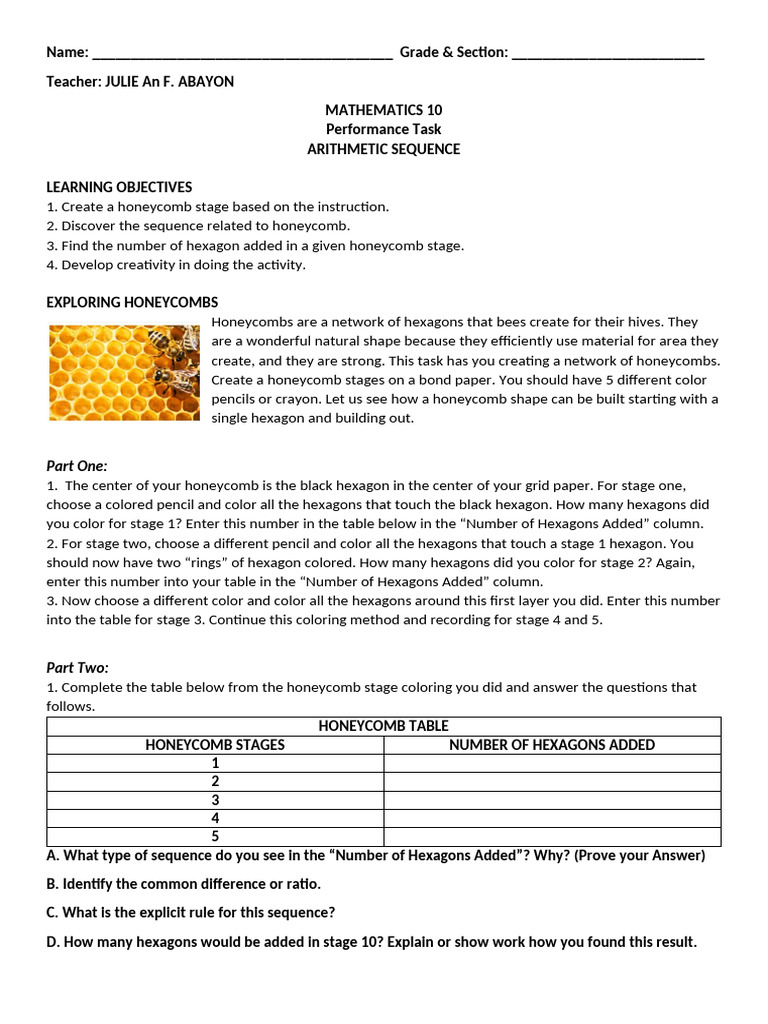 Arithmetic Sequence Performance Task | PDF | Mathematics