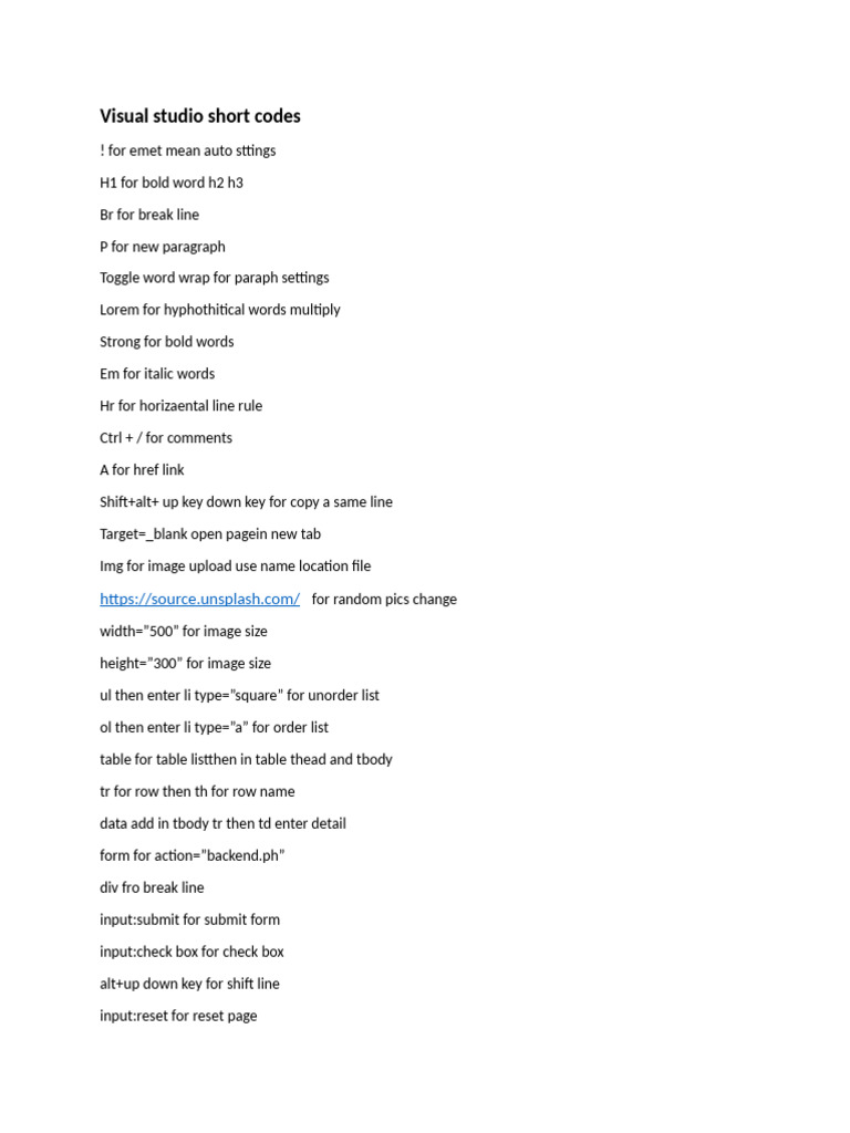 HTML Short Keys | PDF