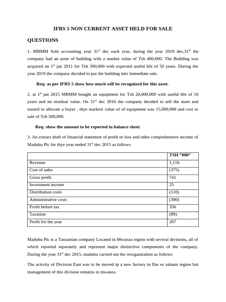 IFRS 5 Asset Sale and Discontinued Ops Analysis | PDF | Taxes | Revenue