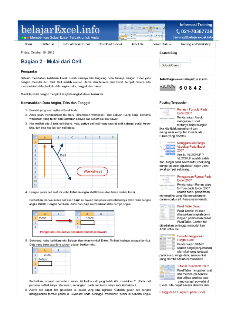Tutorial Excel: Memahami Cell Dasar | PDF