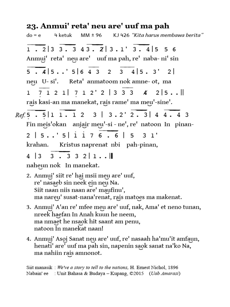 23 Amarasi Anmui Reta Neu Are Uuf Ma Pah KJ 426 | PDF