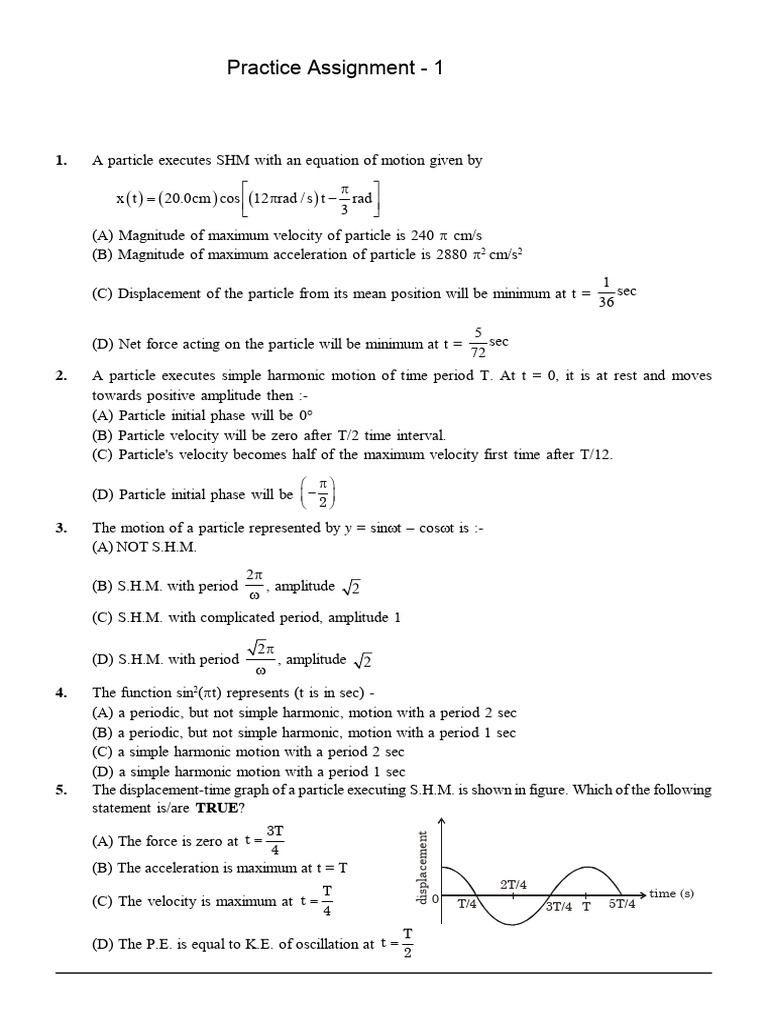 SHM Concepts and Problem Solutions | PDF | Force | Velocity