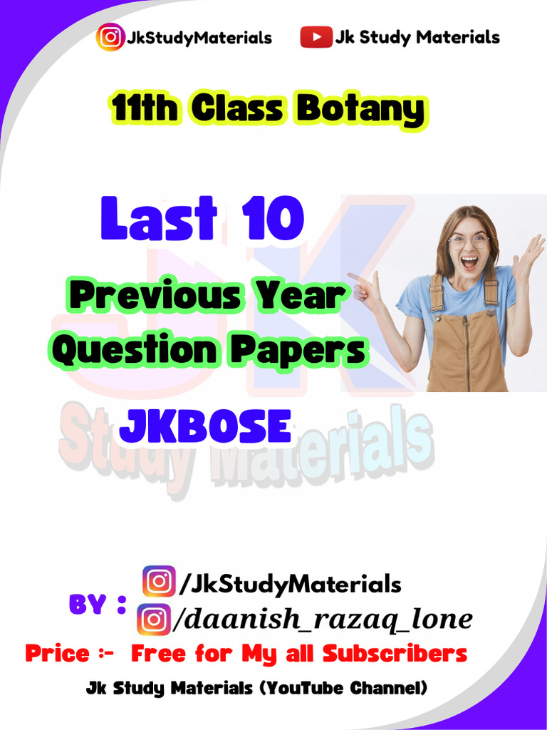 Class 11 Botany Previous Year Papers | PDF