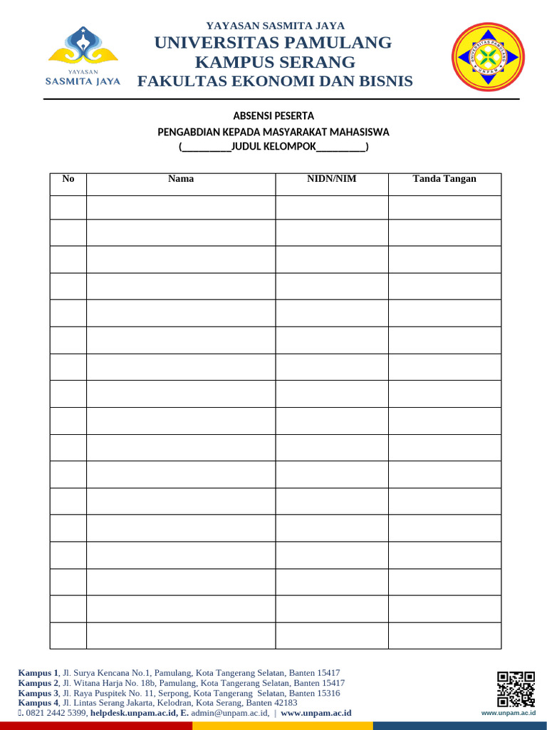 Absensi PKM Mahasiswa (Peserta) | PDF