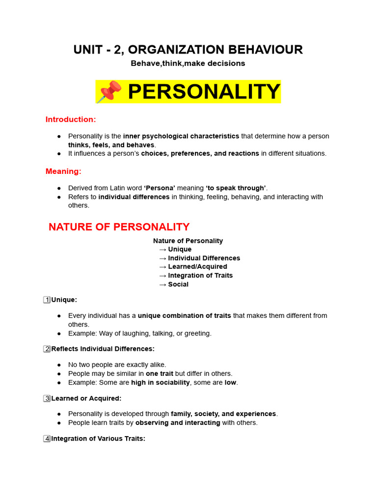 Understanding Personality in Organizations | PDF | Motivational ...