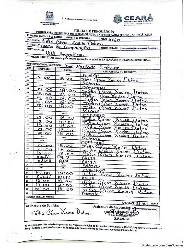 Júlio César Xavier Dutra - Maio | PDF