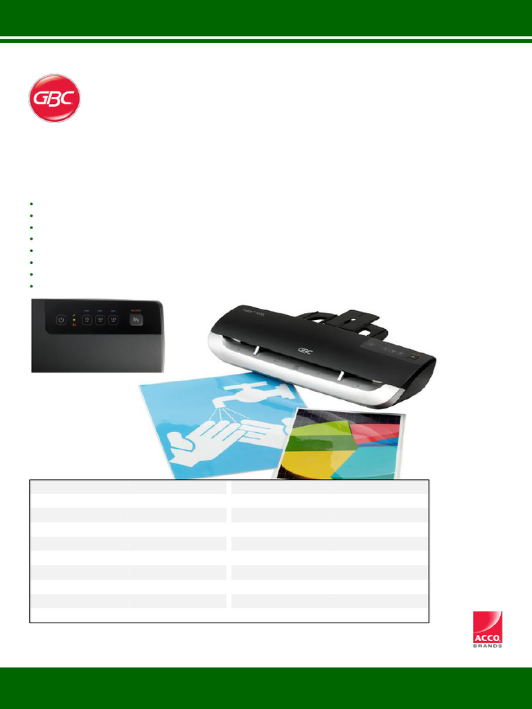 GBC Fusion 3000L A3 Laminator Specs | PDF