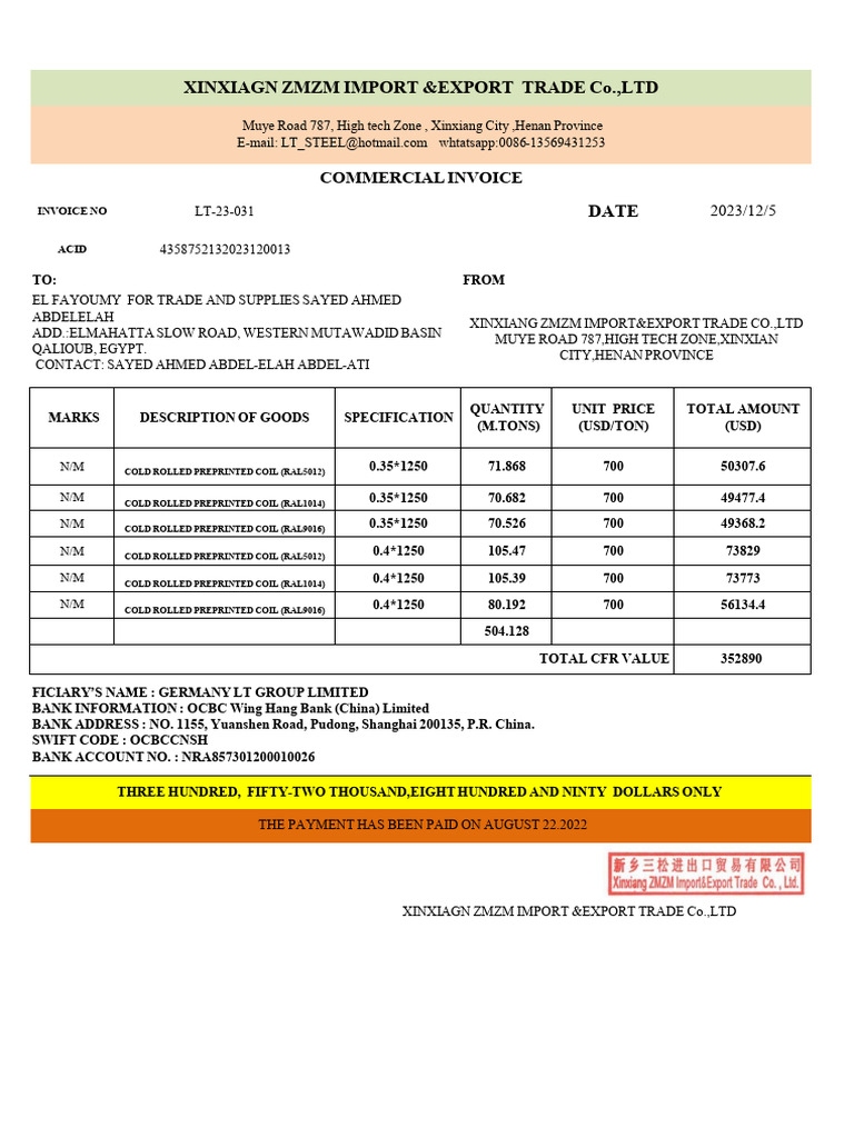 2 - Commercial Invoice | PDF | International Trade | Economies