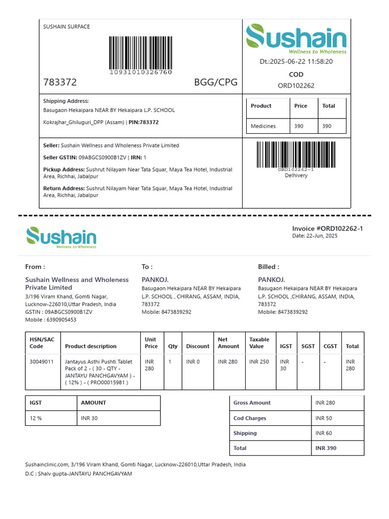 Mwarehouse Slip and Invoice Shipment 66332 | PDF