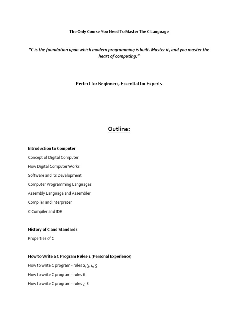 The Only Course You Need To Master The C Language | PDF | Data Type | Variable (Computer Science)