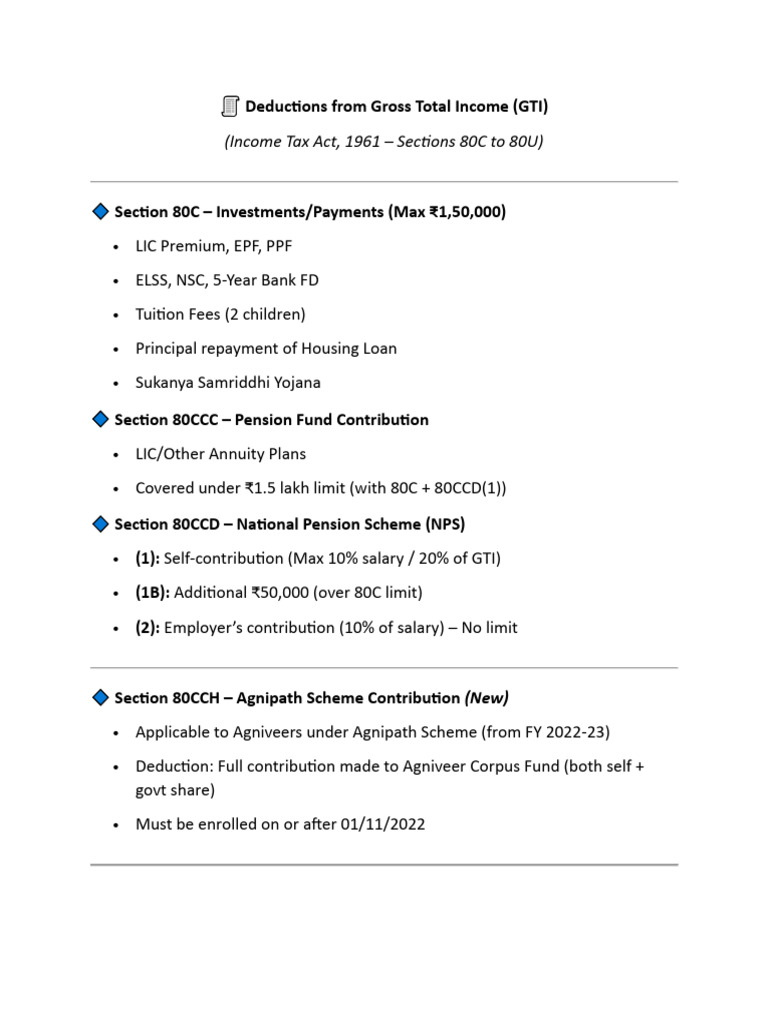 Deductions from Gross Total Income | PDF | Financial Services ...