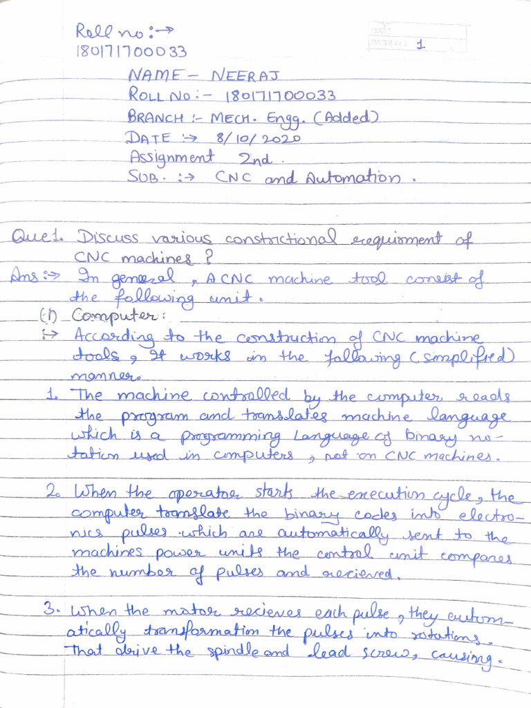 2nd Assignment of CNC and Automation | PDF