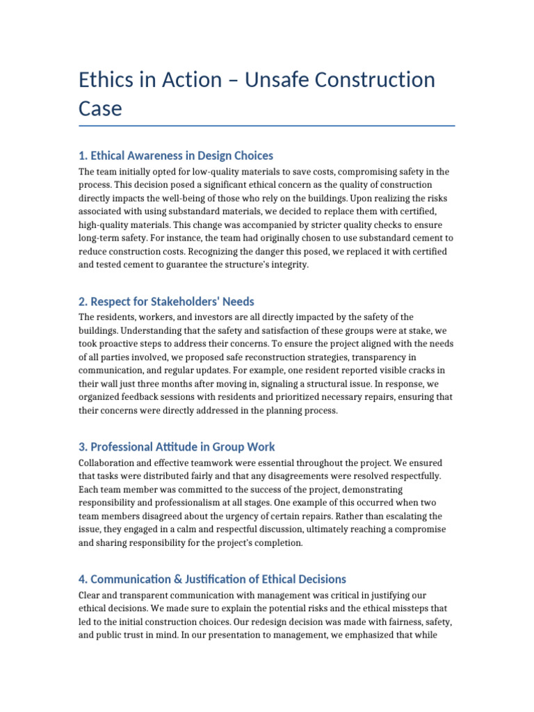 Ethical Challenges in Construction Safety | PDF | Safety | Risk